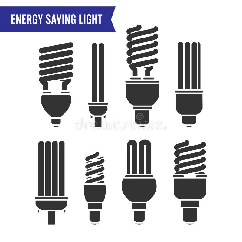 Energy Saving Light Vector. Set Of Energy Saving Light Bulbs Icon ...