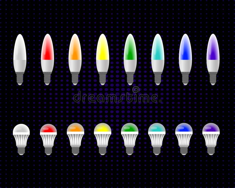 Energy Saving Neon Light Bulbs of Different Colors Stock Vector ...