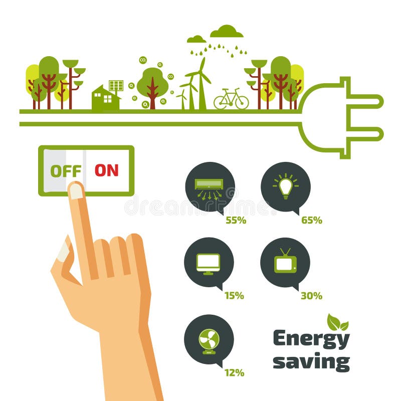 Energy saving stock vector. Illustration of hand, graphics - 66577370