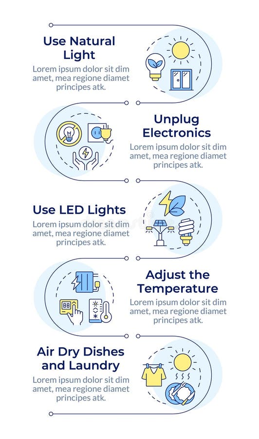 Energy Saving Tips Infographic Vertical Sequence Stock Illustration ...