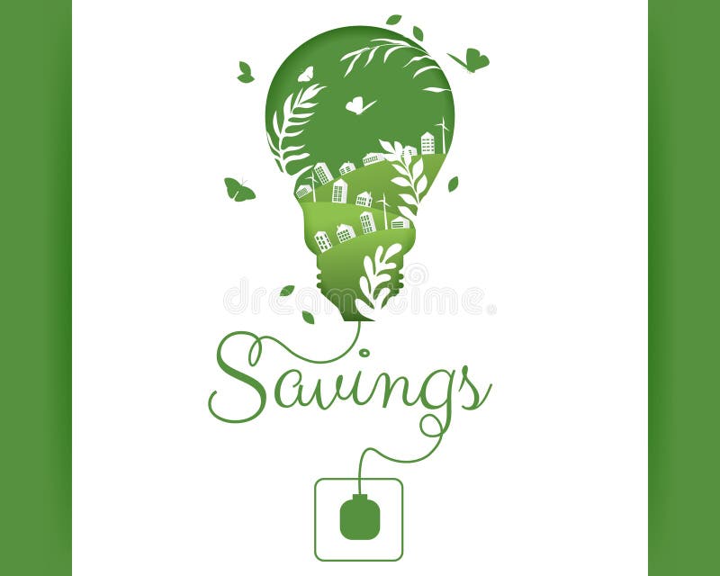 Energy saving vector stock vector. Illustration of green - 281132747