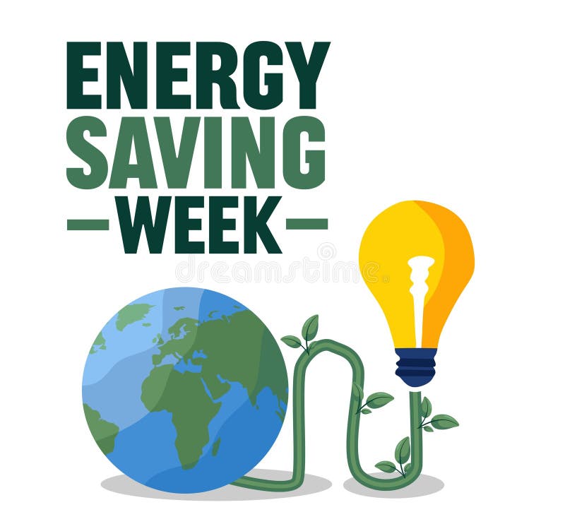 Energy Saving Week with Yellow Energy Stock Illustration - Illustration ...