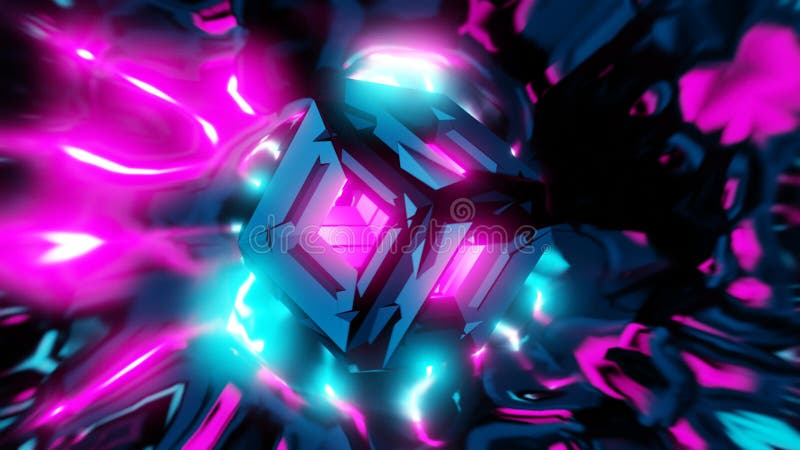 Energy Sci Fi Cube in Streams of Light Vj Loop 3d Background Stock ...