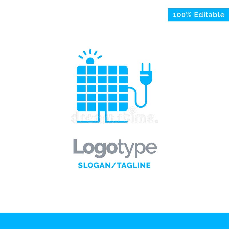 Energy, Solar, Sun, Plug Blue Solid Logo Template. Place for Tagline ...