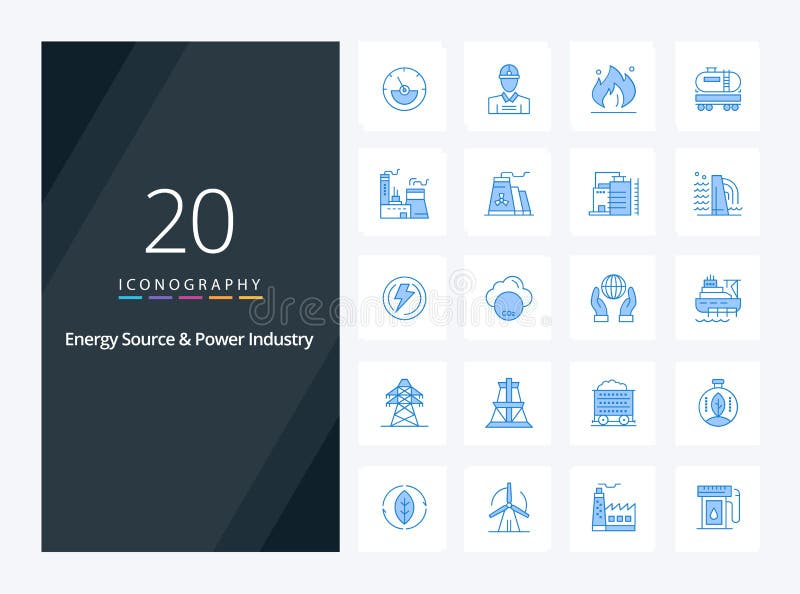 20 Energy Source and Power Industry Blue Color Icon for Presentation ...