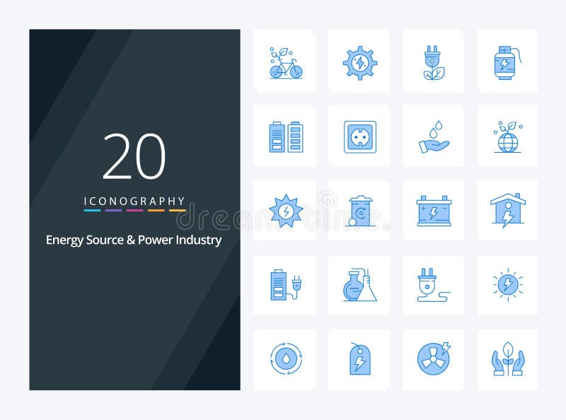 20 Energy Source and Power Industry Blue Color Icon for Presentation ...