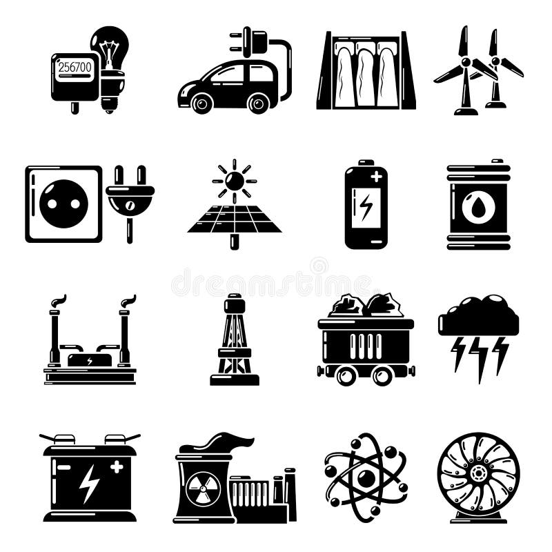 Energy Sources Icons Set, Simple Style Stock Vector - Illustration of ... Energy Sources Icons Set, Simple Style Stock Vector - Illustration of ...