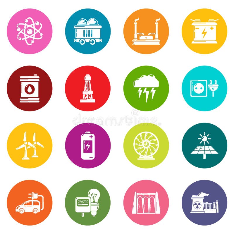 Energy Sources Icons Set Colorful Circles Vector Stock Vector ... Energy Sources Icons Set Colorful Circles Vector Stock Vector ...