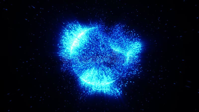 Energy Sphere. Abstract Motion with Sphere of Blue Particles in Star ...