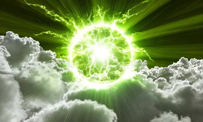 Energy Sphere Bursts through Clouds Stock Video - Video of glowing ...