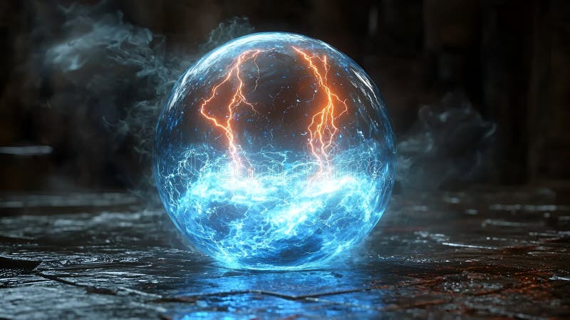 Energy Sphere, Lightning, Dark Background, Fantasy, Game Design Stock ...