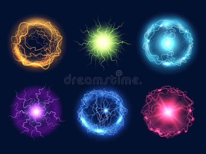 Energy Sphere. Realistic Lighting Power of Electric or Thunder ...