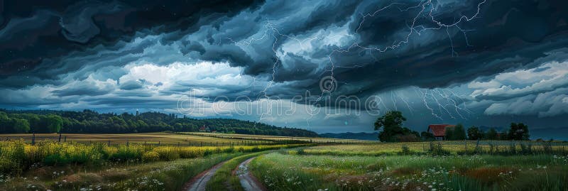 Energy of Spring Storms with Dramatic Rolling Clouds, Lightning Strikes ...