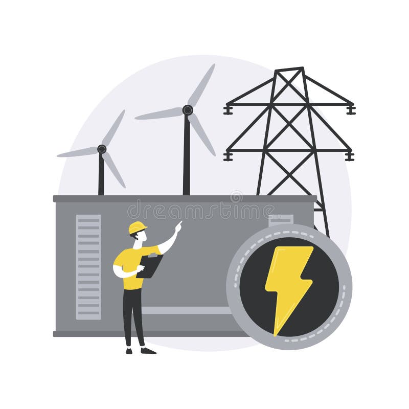 Concept Renewable Energy Battery Storage System Stock Illustrations ...