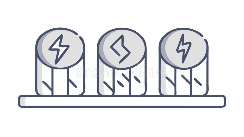 Energy Storage Barrels with Lightning Bolt Symbol, Vector Design ...