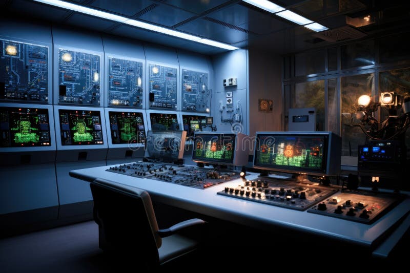 Energy Storage Control Room with Monitors and Equipment Stock Photo ...