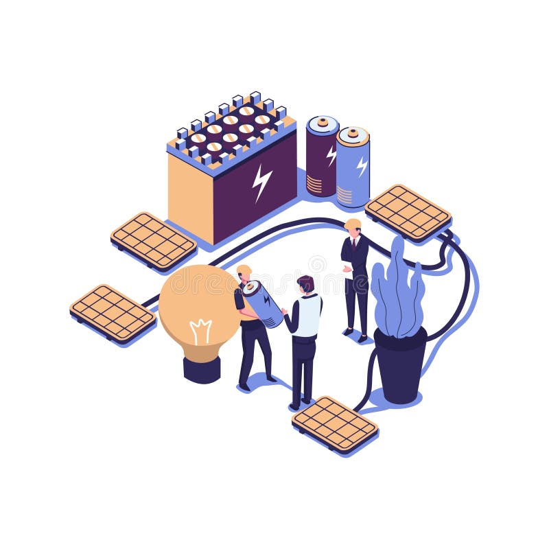 Energy Storage Flat Style Isometric Illustration Vector Design Stock ...