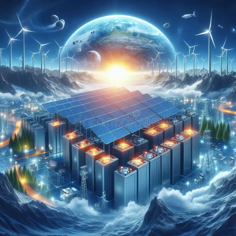 Energy Storage for Renewable Energy a Depiction of Energy Storag Stock ...