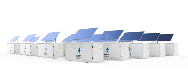 Energy Storage System or Battery Container Unit with Solar Panels Stock ...