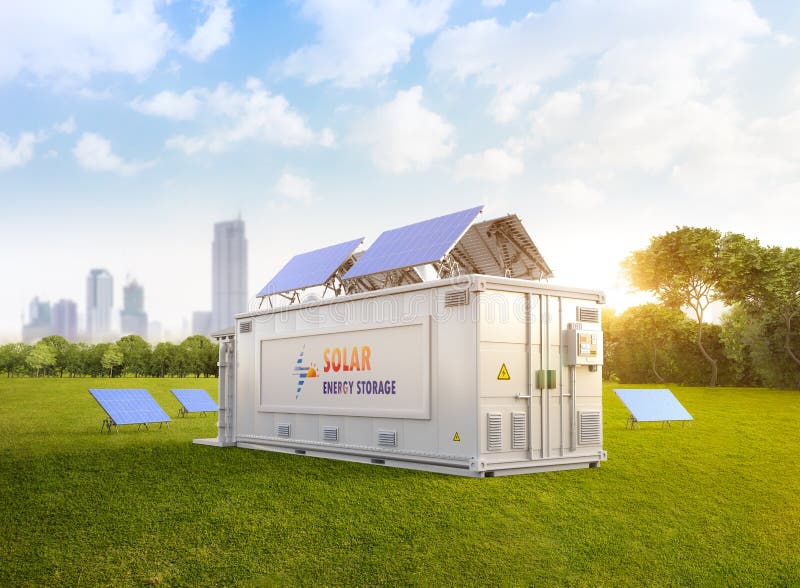 Energy Storage System or Battery Container Unit with Solar Power Stock ...