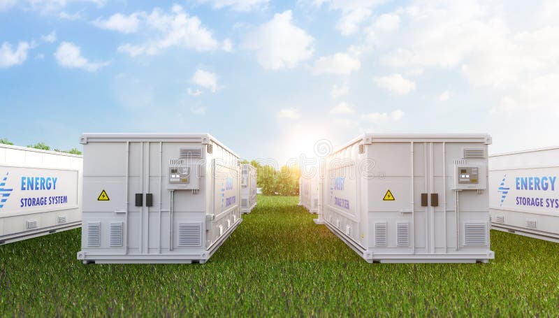 Energy Storage Systems or Battery Container Units on Field Stock ...