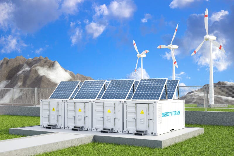 Energy Storage Systems or Battery Container Units with Solar Panels and ...
