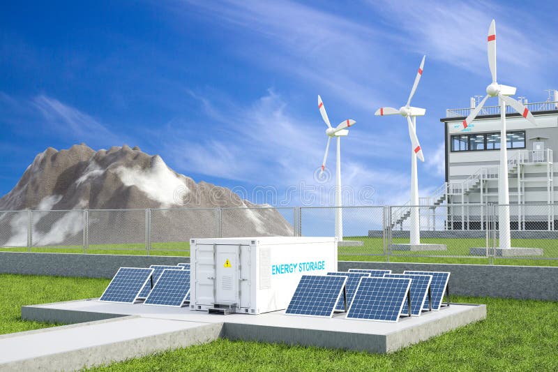 Energy Storage Systems or Battery Container Units with Solar Panels and ...