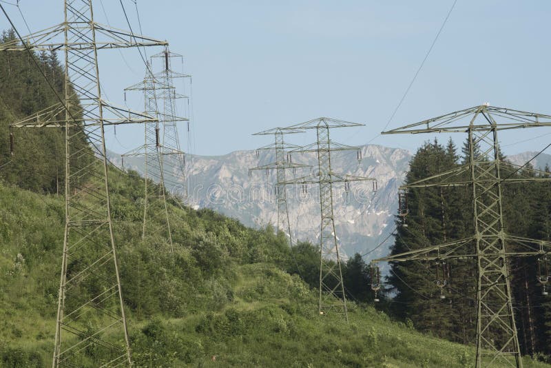 Energy Supply with a 380 Kv Power Line Stock Image - Image of current ...