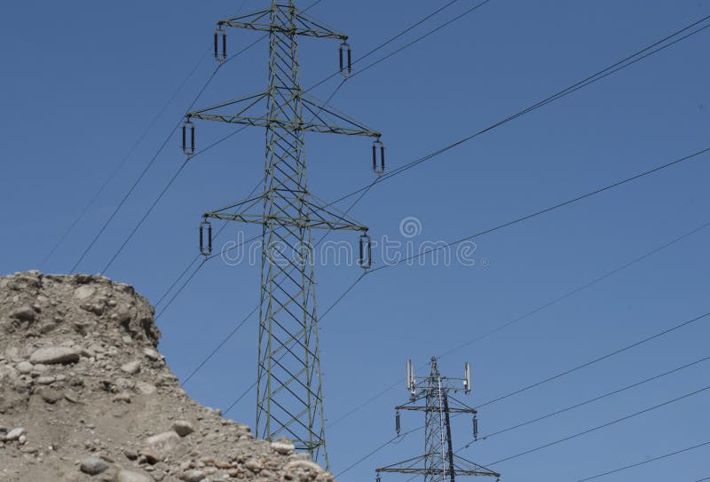 Energy Supply with a 380 Kv Power Line Stock Photo - Image of heavy ...