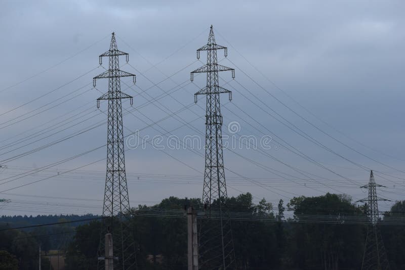Energy Supply with a 380 Kv Power Line Stock Photo - Image of power ...
