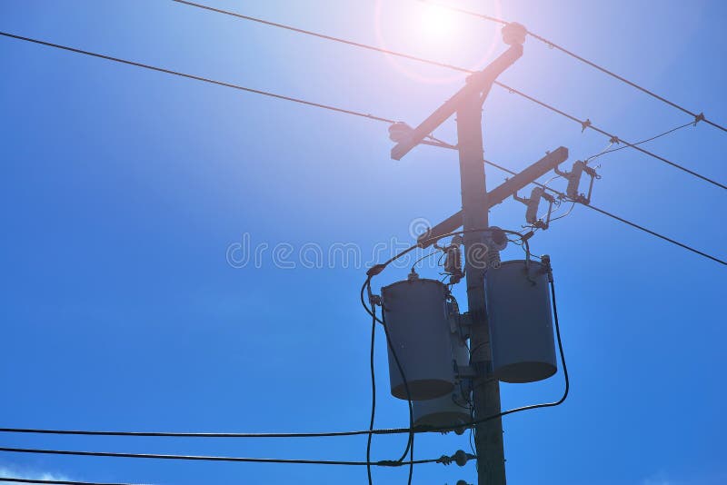 Energy and Technology: Electrical Post by the Road with Power Line ...