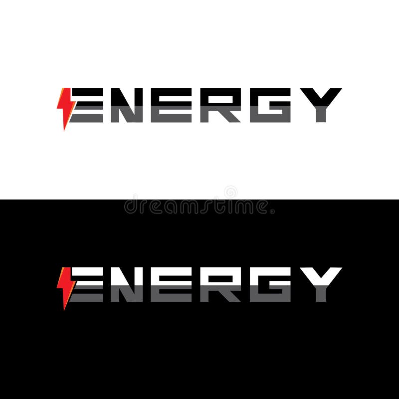 Energy Text Font Dynamic Logo with Lightning - Modern Energy Logo Stock ...