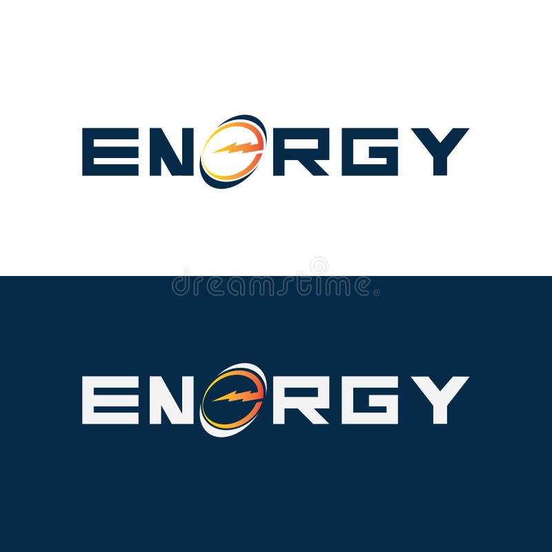 Energy Text Font Dynamic Logo with Lightning - Modern Energy Logo Stock ...