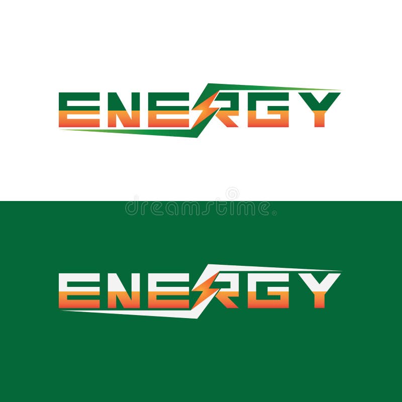 Energy Text Font Dynamic Logo with Lightning - Modern Energy Logo Stock ...