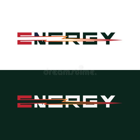 Energy Text Font Dynamic Logo with Lightning - Modern Energy Logo Stock ...