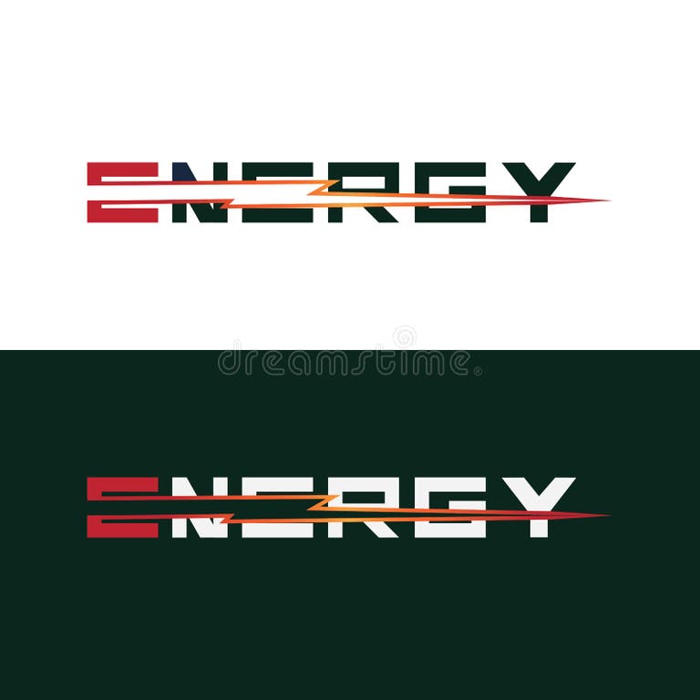 Energy Text Font Dynamic Logo with Lightning - Modern Energy Logo Stock ...