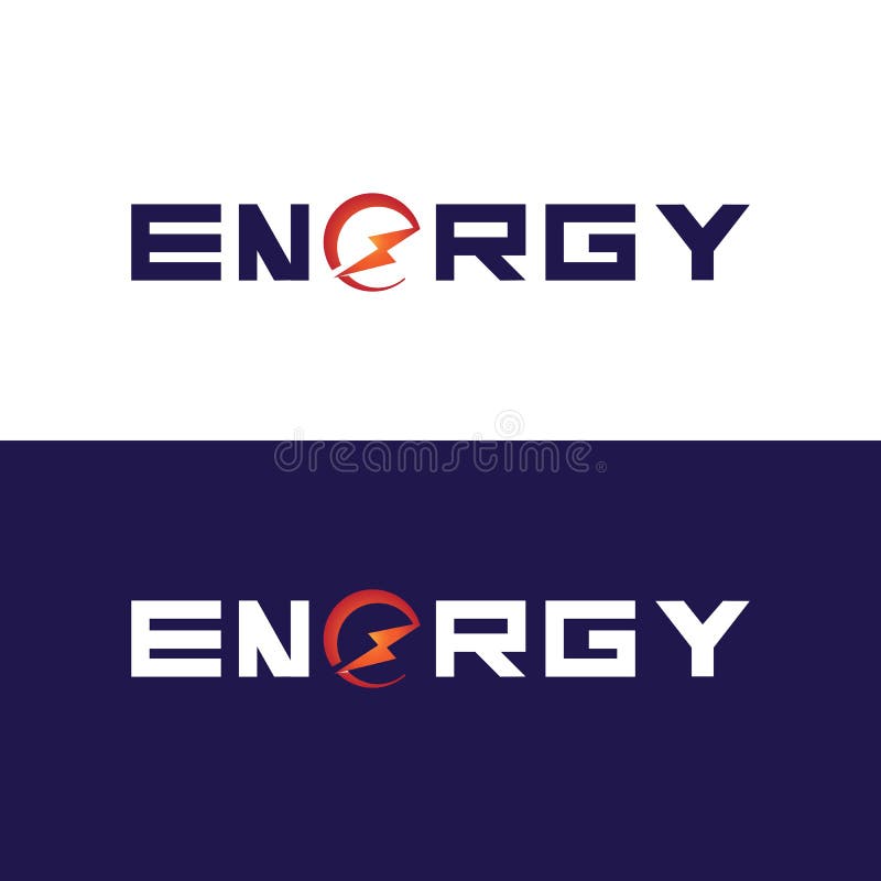 Energy Text Font Dynamic Logo with Lightning - Modern Energy Logo Stock ...