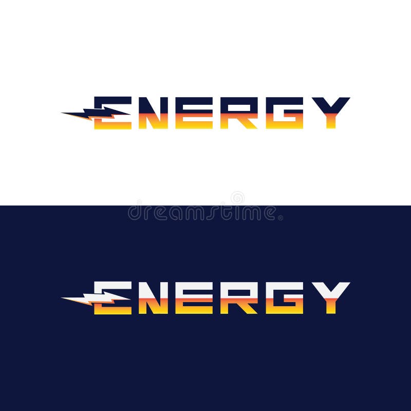 Energy Text Font Dynamic Logo with Lightning - Modern Energy Logo Stock ...