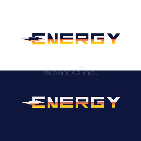 Energy Text Font Dynamic Logo with Lightning - Modern Energy Logo Stock ...