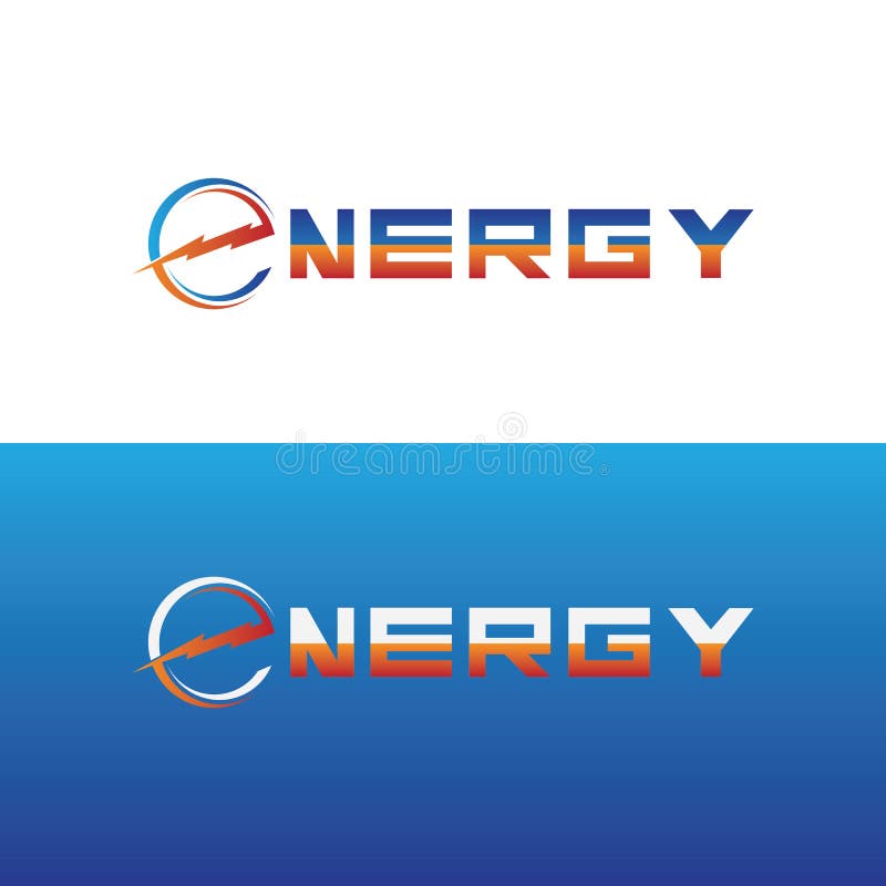 Energy Text Font Dynamic Logo with Lightning - Modern Energy Logo Stock ...