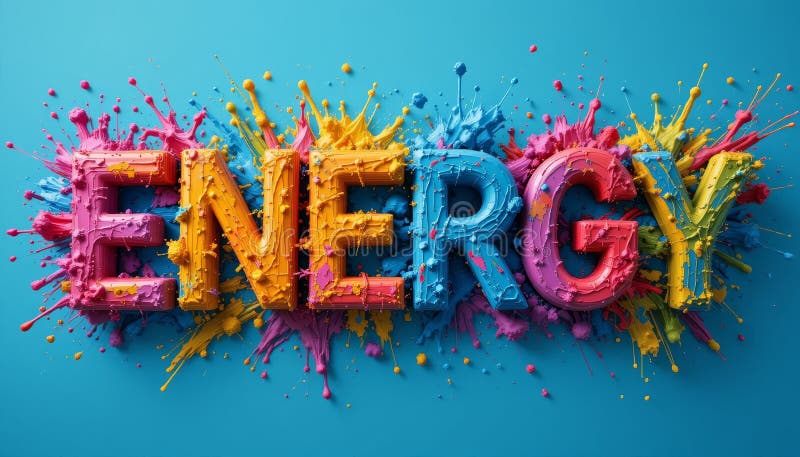 "Energy" Text with Vibrant Glowing Colors and Splash Effect Stock ...