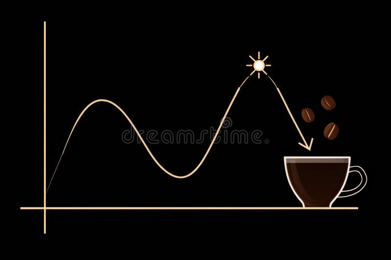 Energy Timeline after Caffeine Consumption Showing Spike and Crash with ...