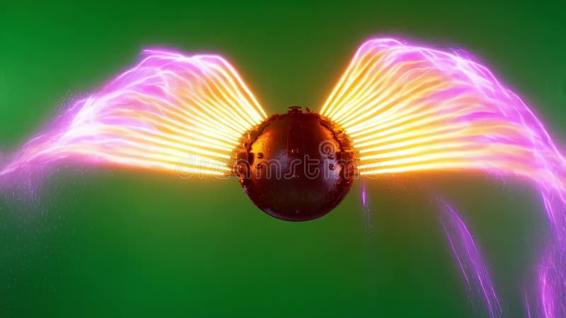 Metallic Sphere with Energy Trails on Green Screen Background Stock ...