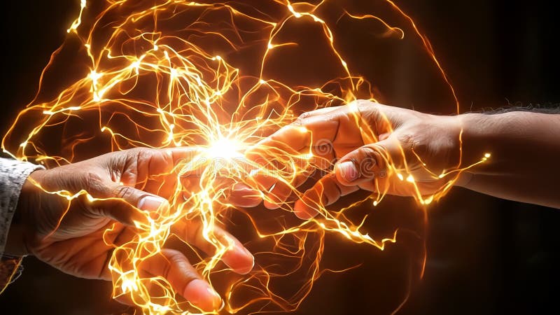 Energy Transfer between Two Hands in Dark Environment Stock Footage ...