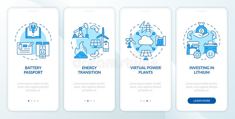 Energy Transition Revolution Blue Onboarding Mobile App Screen Stock ...