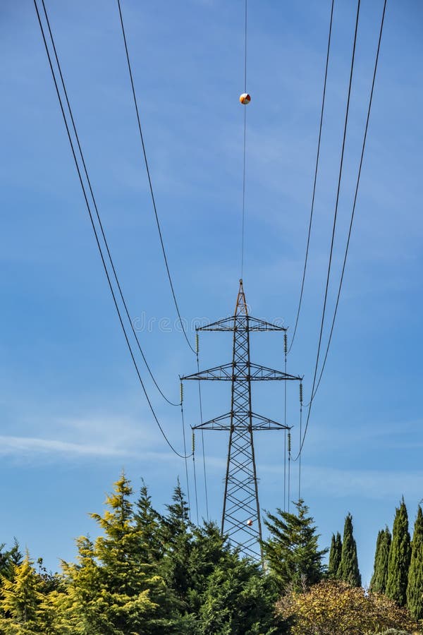 Energy Transmission Line with Cables Stock Image - Image of close ...