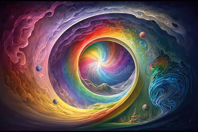 Energy of the Universe, Manifested in a Rainbow of Light Stock ...