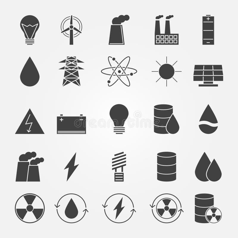 Energy Vector Industry Icon Set Stock Vector - Illustration of bulb ...