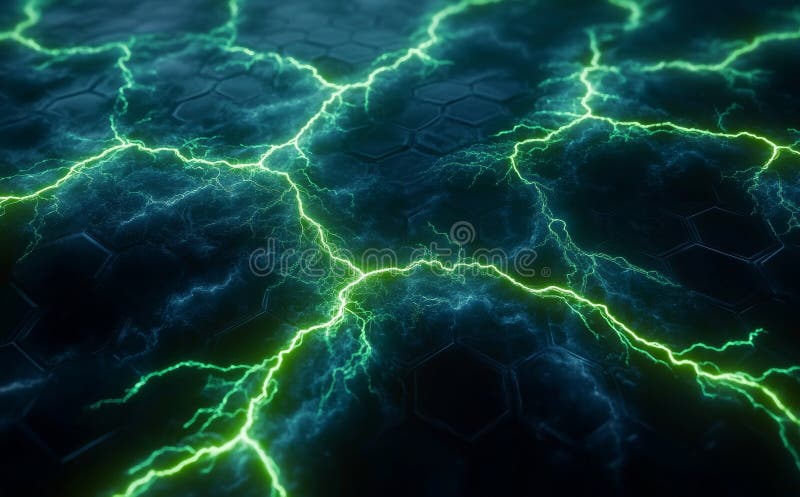 Energy Waves with Electric Sparks in an Abstract Design with a Dynamic ...