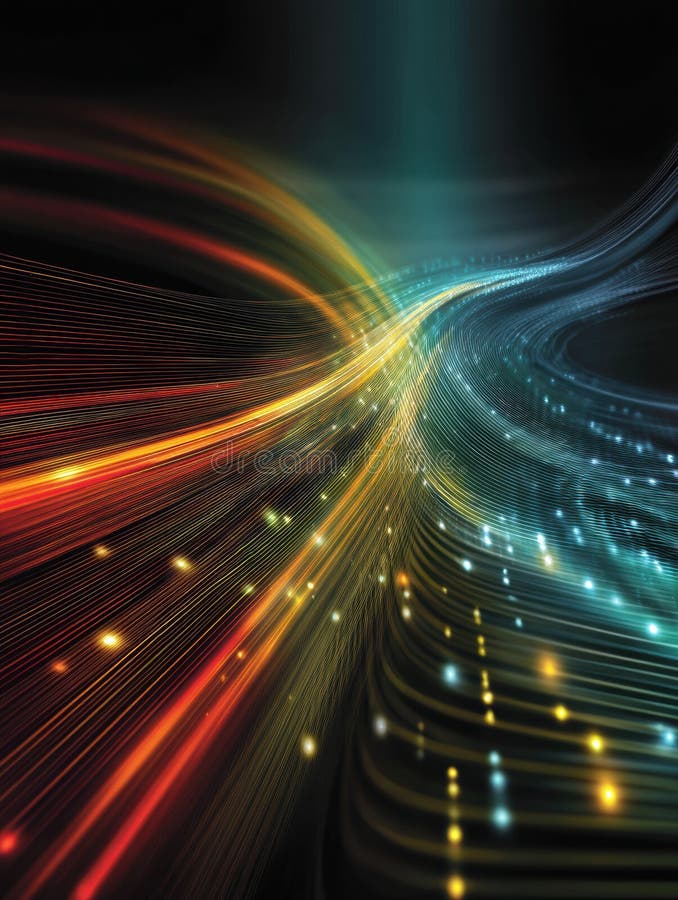 Energy Waves Traverse Digital Space with Vibrant Colors and Dynamic ...